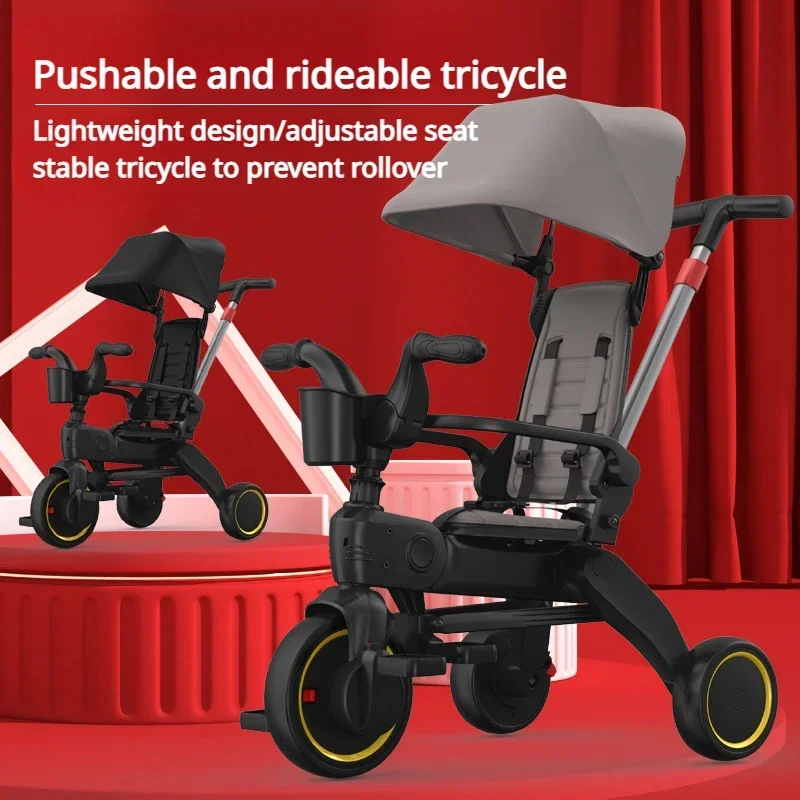 Kids-Tricycle-Folding-Toddler-Stroller-Safety-Braking-Lightweight-Multi ...