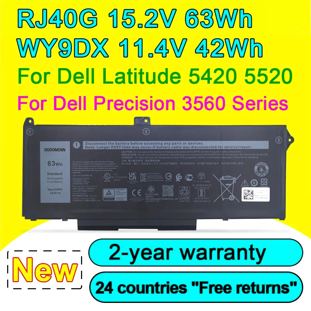 Bater-a-RJ40G-para-port-til-Dell-Latitude-5520-5420-Precision-3560 ...