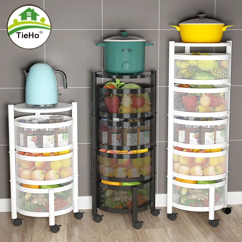 Kitchen-Rotating-Fruit-Vegetable-Basket-Storage-Rack-Multi-layer-Floor ...