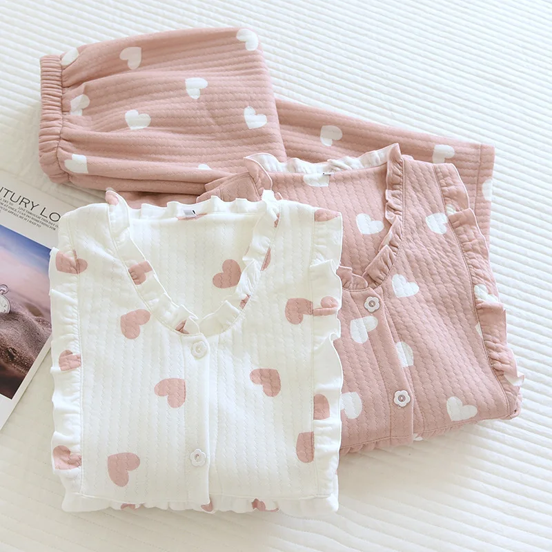 Fdfklak Loose Long Sleeve Pijama Female Set Pyjamas 100% Cotton Pajamas ...