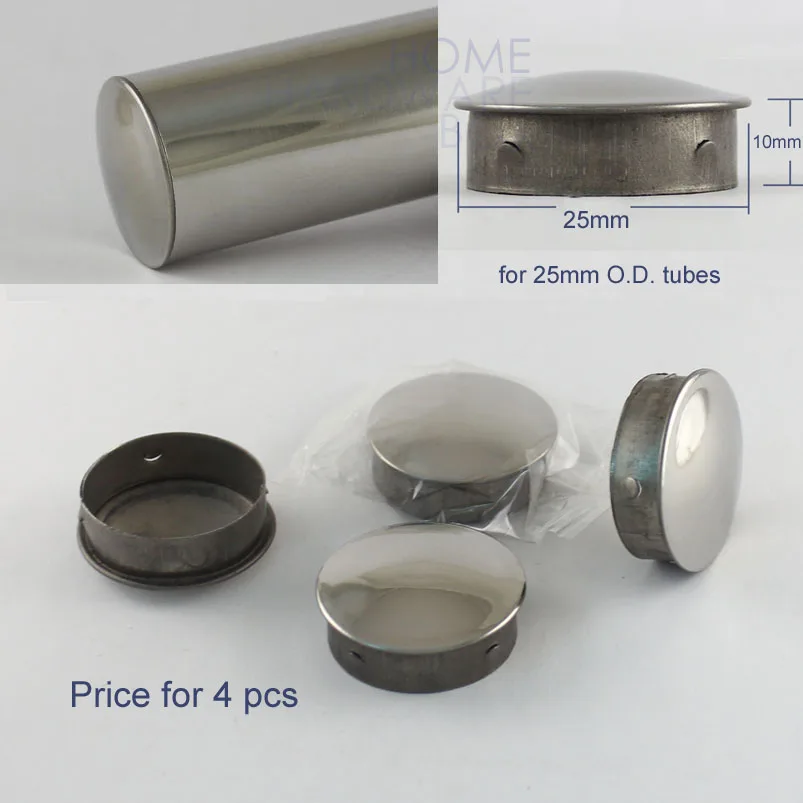15/16" O.D. 25mm 4 stainless steel round tube end cap push cover ...