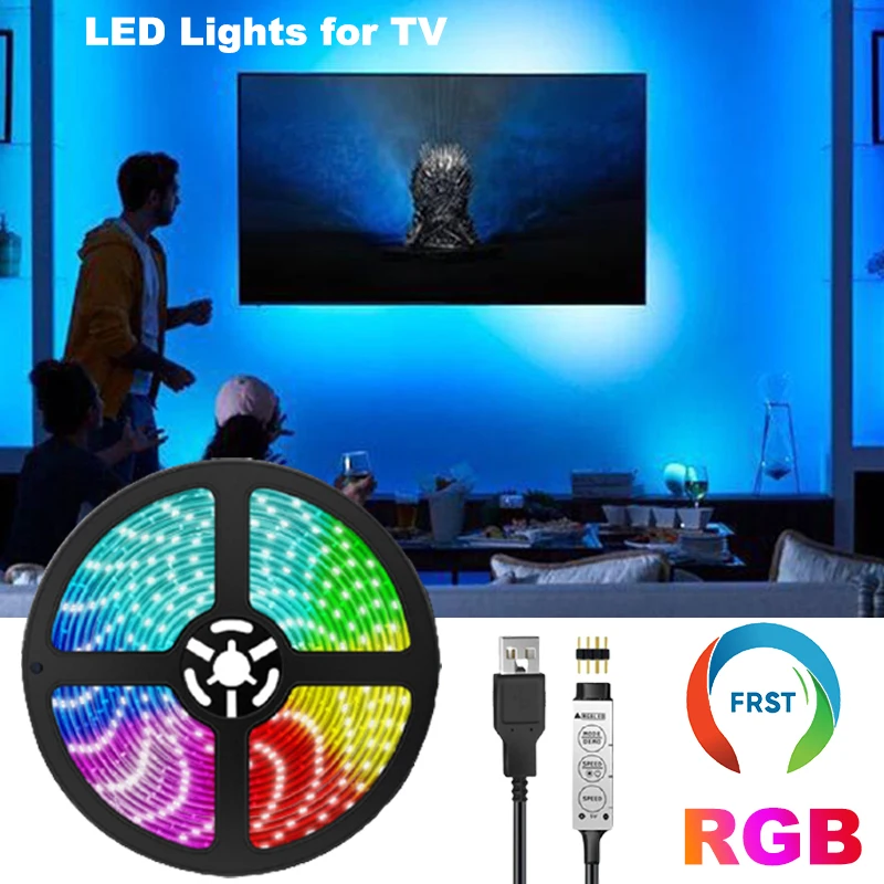FRST LED 스트립 빛 RGB TV PC 리본 조명 5050 갈 랜드 3 키 룸 장식 luces에 대 한 1 5m 10m ...