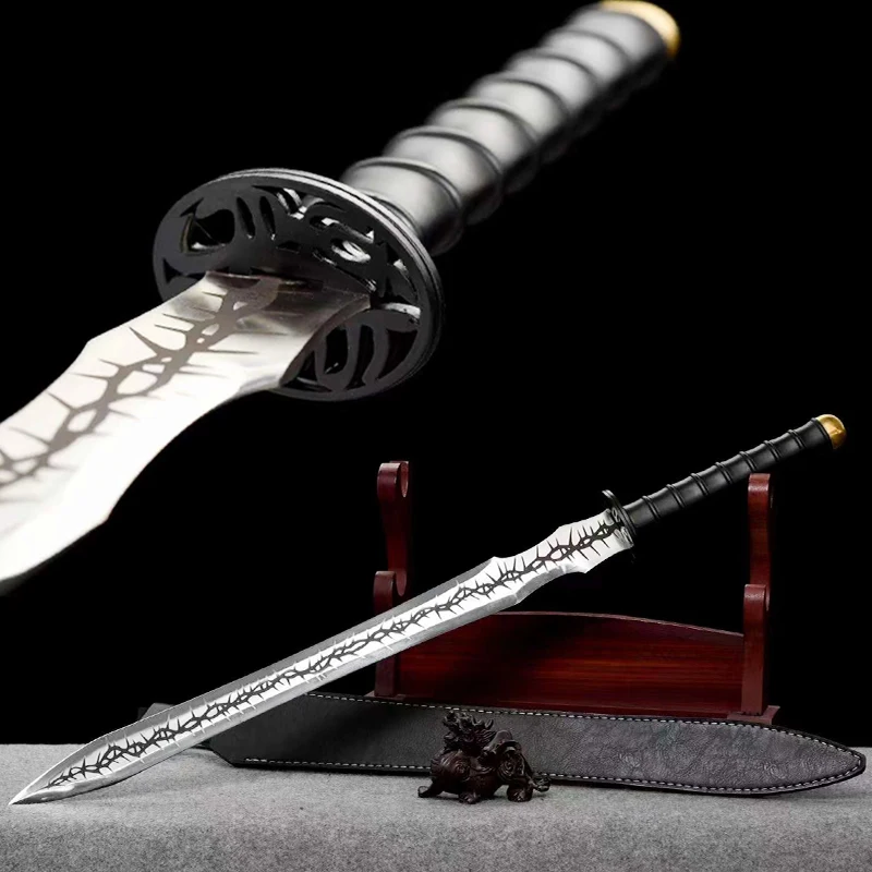 Fantasy-Sword-Stainless-Steel-Blade-PU-Leather-Sheath-Handed-Metal ...