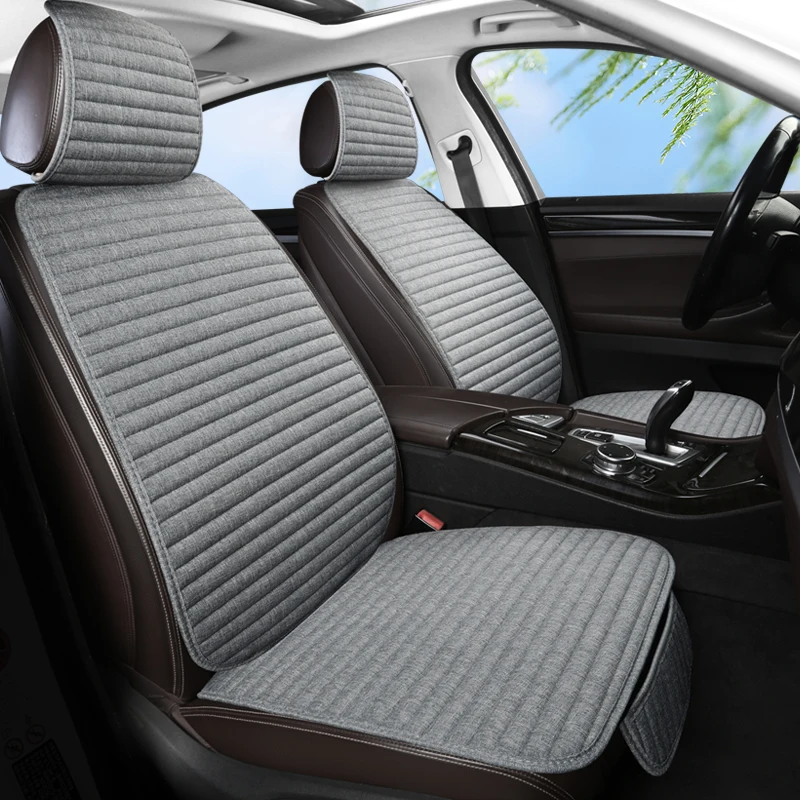 New-Striped-Linen-Car-Seat-Cover-Breathable-Anti-slip-Wear-Four-Seasons ...