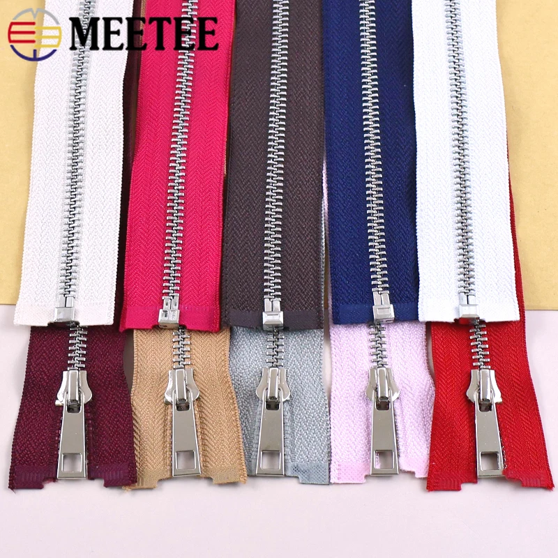 2Pcs 5# Metal Zippers Silver Separating Jacket Zipper Y-Teeth 40-80cm ...
