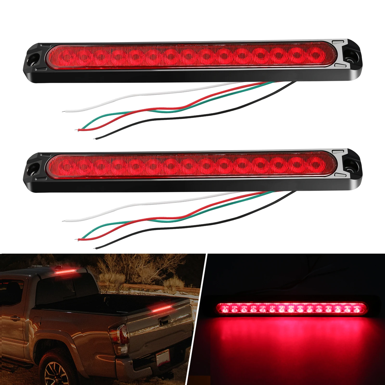 2PCS-Universal-15-LED-Trailer-Light-Bar-12-24V-Brake-Light-with ...