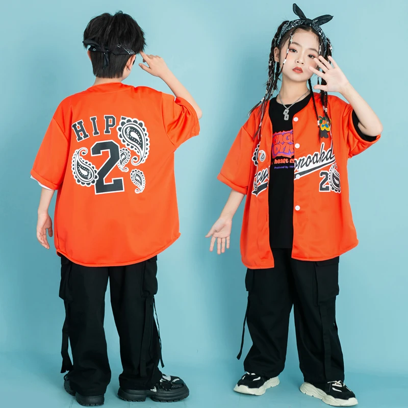 Kids-Hip-Hop-Clothing-Baseball-Cardigan-Shirt-Black-Casual-Street-Wear ...
