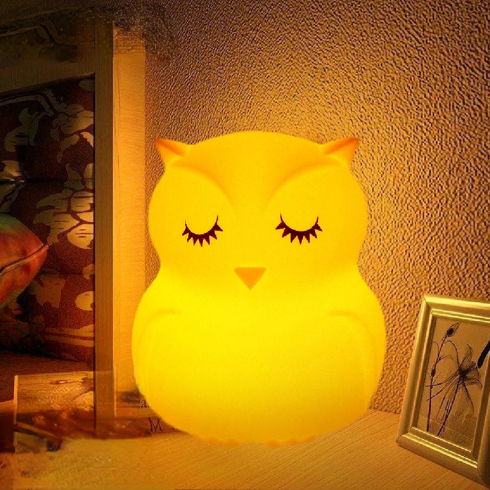 LED-Cute-Silicone-Owl-Lamp-Night-light-Touch-Sensor-Remote-Control-9 ...