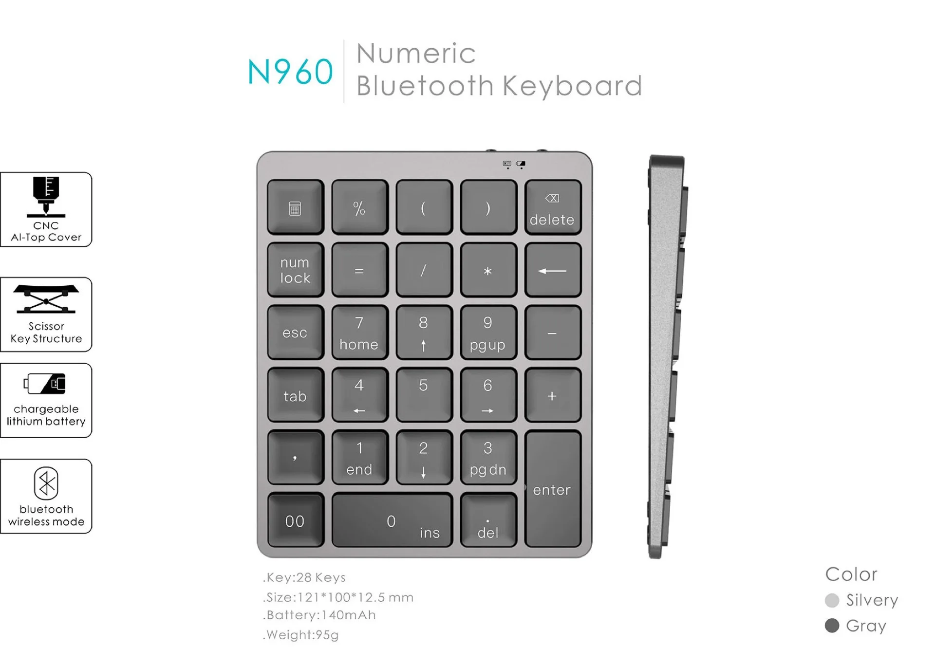 Numeric-Keypad-Numpad-Bluetooth-Wireless-Keyboard-28-Keys-One-Handed ...