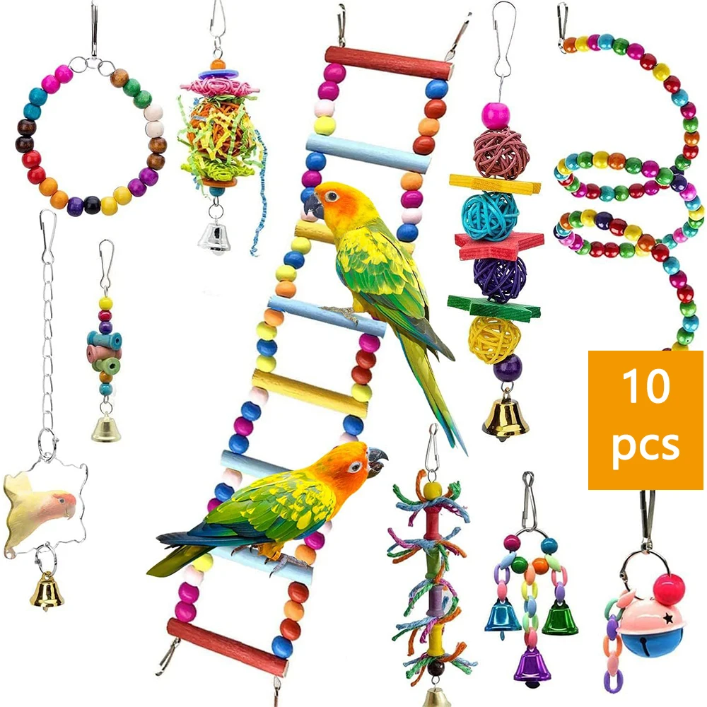 Combination Bird Toys Set Swing Chewing Training Toys Small Parrot ...