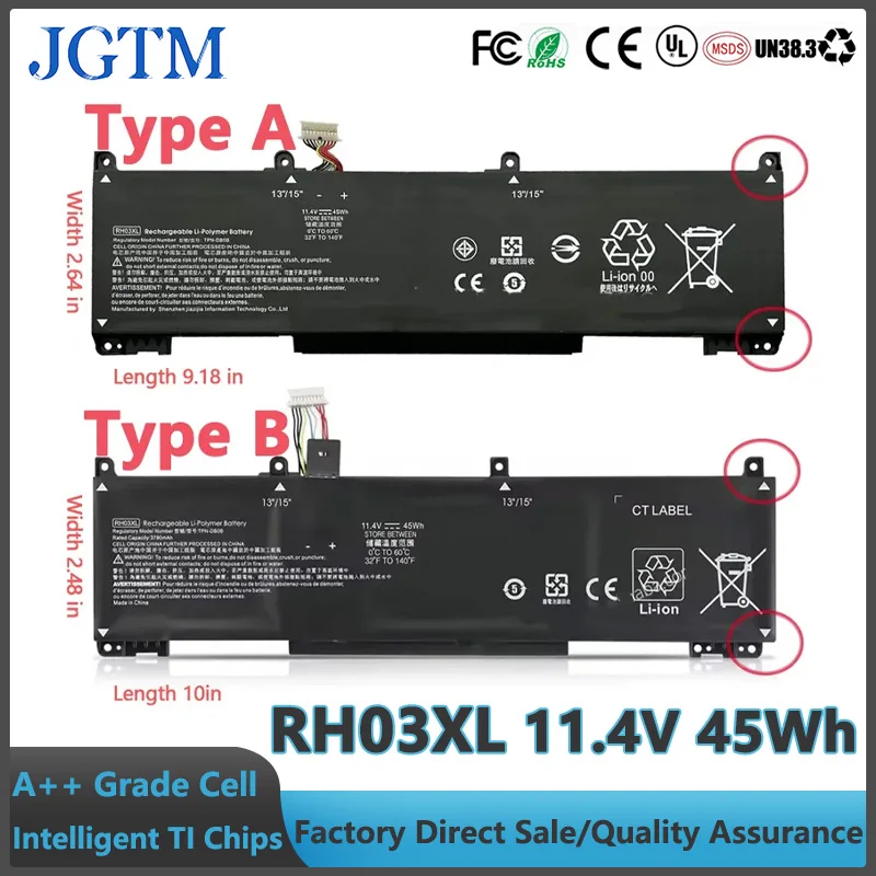 Batería para Portátil RH03XL 11.4V 45Wh para HP ProBook 430 440 445 450 ...