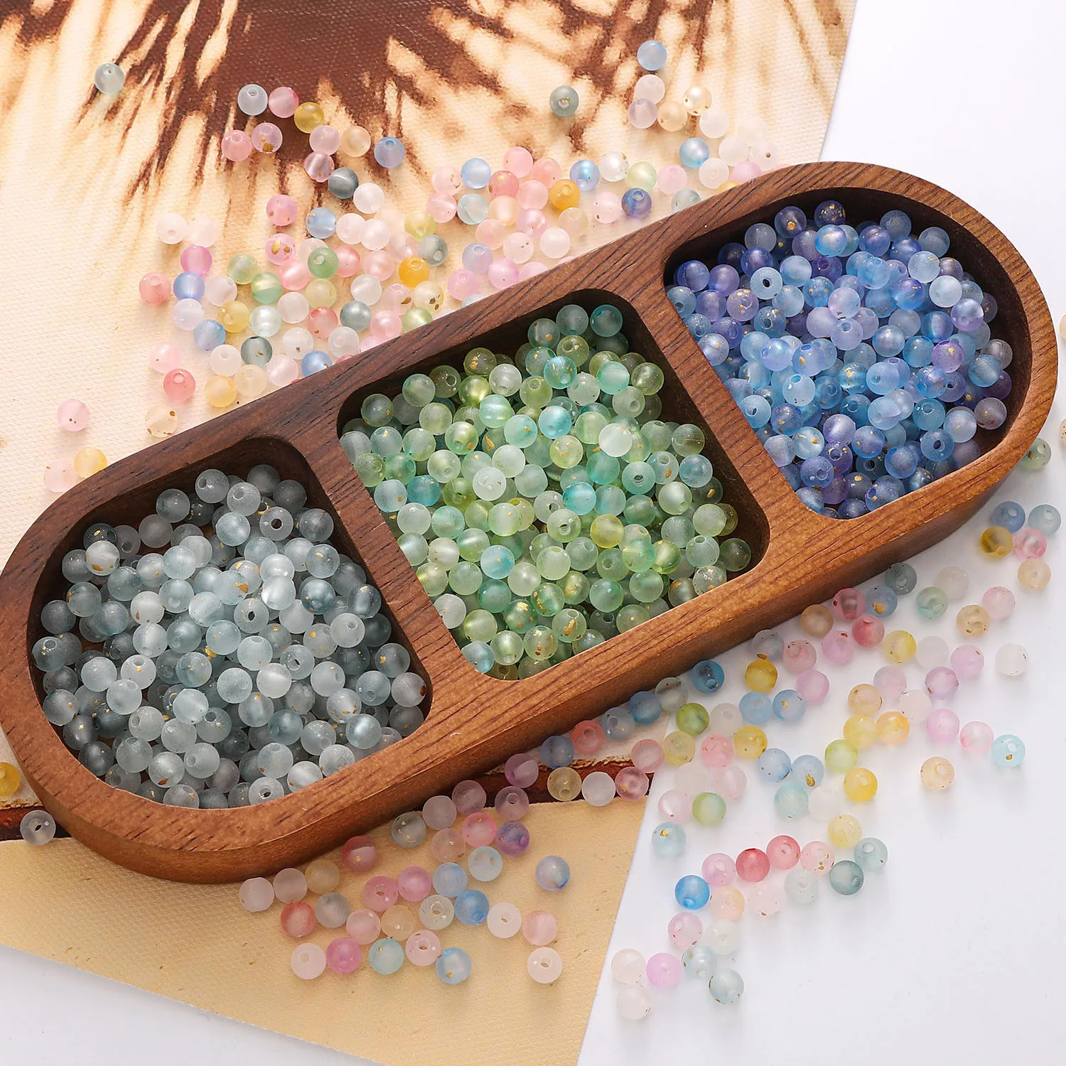 8/10mm Acrylic Sprinkle Gold Two-Color Round Beads with 1mm Hole - DIY ...