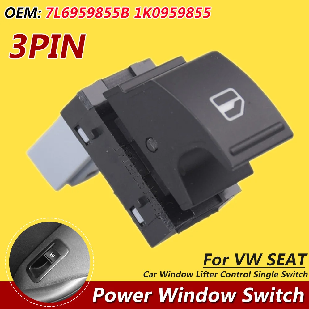 New 7L6959855B Electric Passenger Window Power Switch for VW Golf Jetta ...