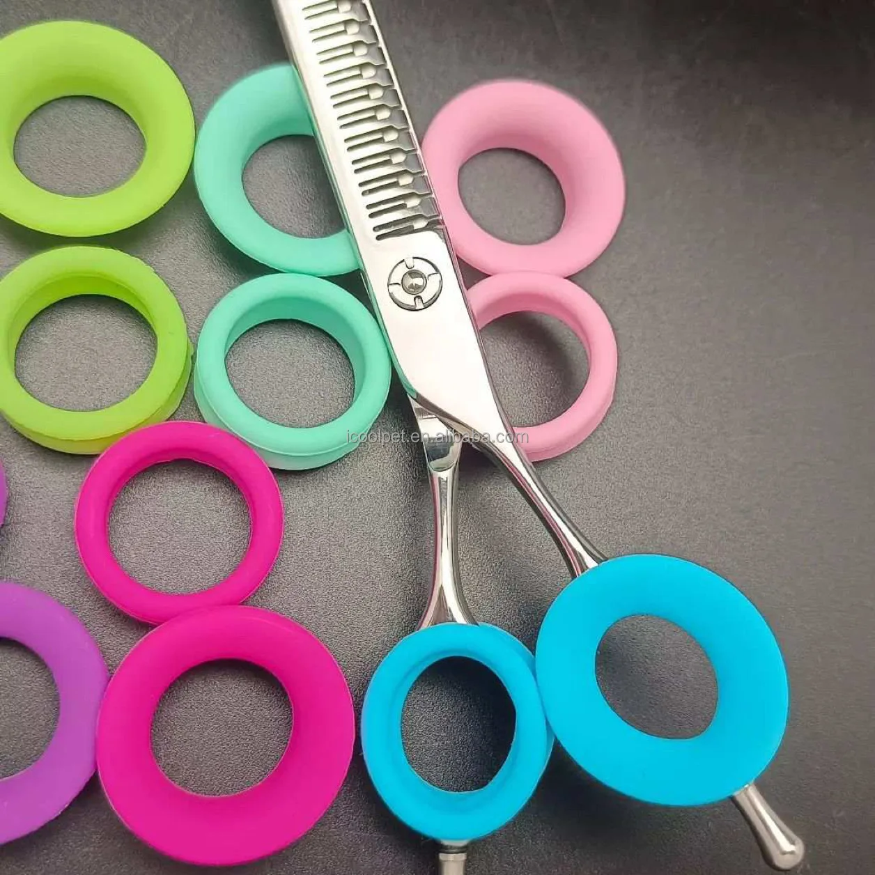 16-Pis-Softer-Glitter-Hair-Pet-Grooming-Silicone-Rubber-Scissors-finger ...