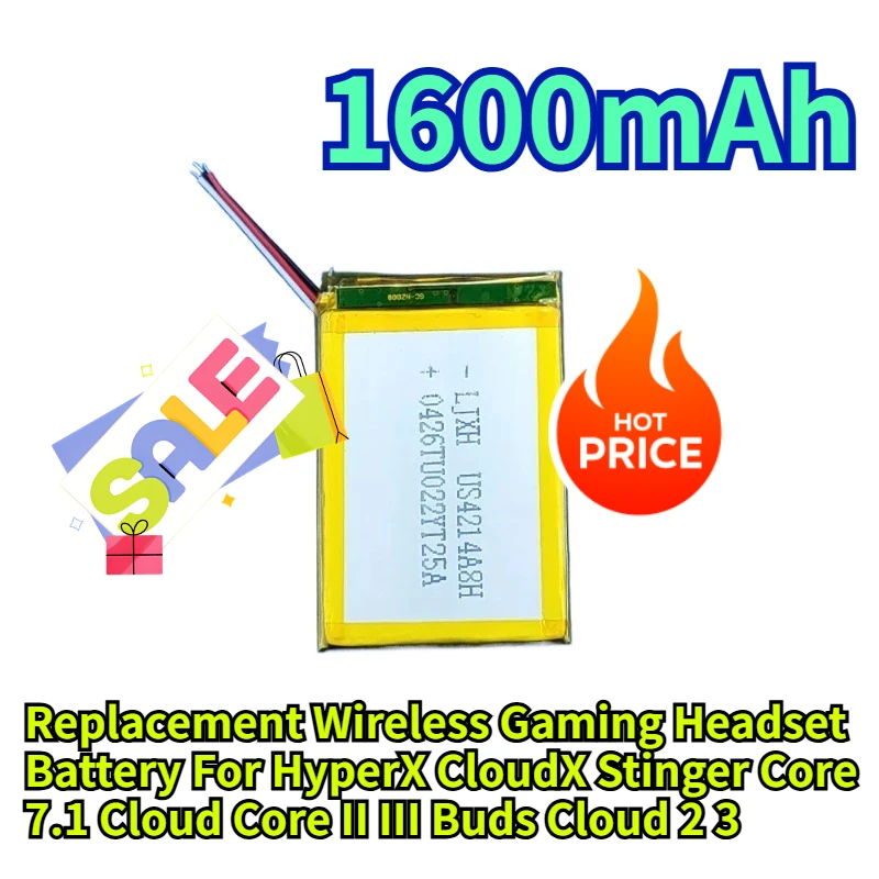 1600mAh Replacement Wireless Gaming Headset Battery For HyperX CloudX ...