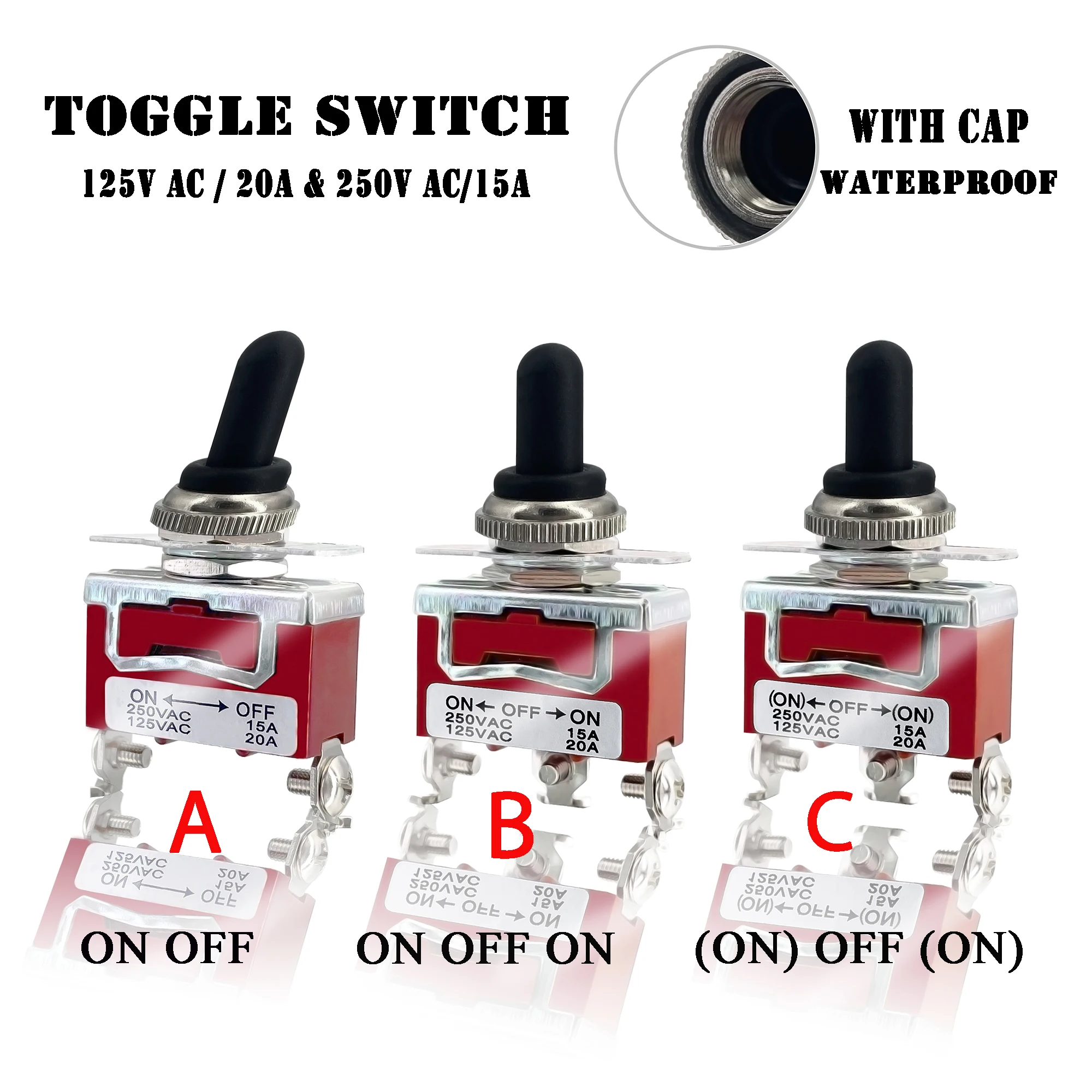 3PCS/Pack, 12V Heavy Duty Toggle Rocker Switch ON OFF, ON OFF ON, (ON ...