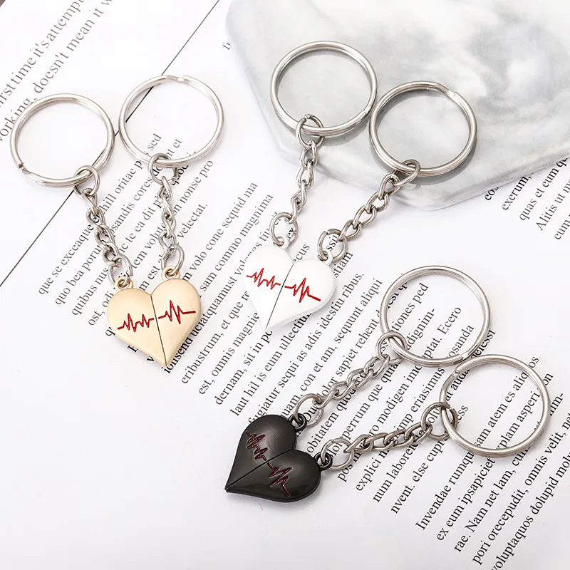 1-Pair-Alloy-Beating-Heart-Magnet-Couple-Key-Ring-Sweet-Key-Chains-DIY ...