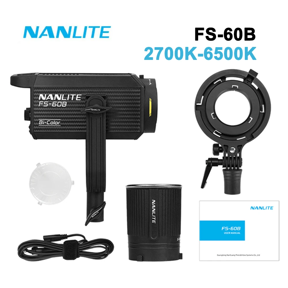 Nanguang Nanlite FS-60B 60W Led Spotlight Bi-color 2700K-6500K Bowens ...
