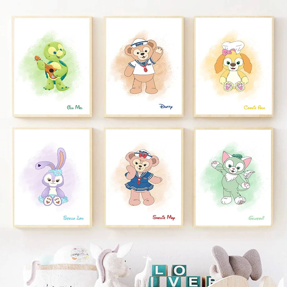 Disney-Duffy-Bear-And-Friends-Watercolor-Poster-and-Print-Nursery ...