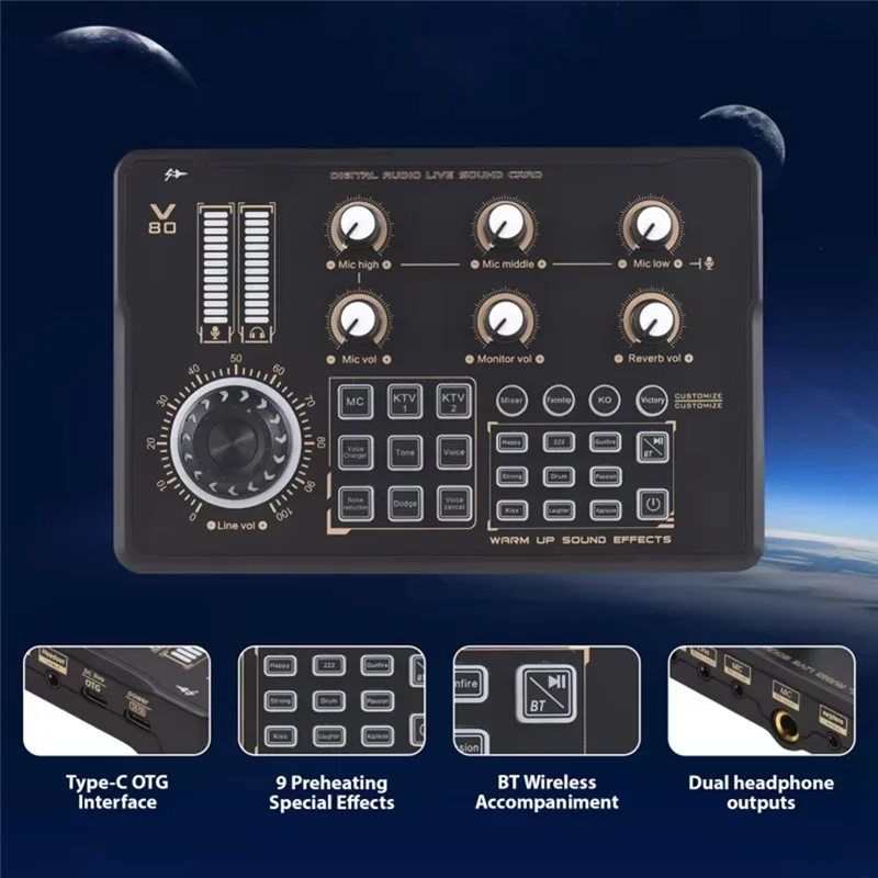 Y67A-Live Streaming Sound Card Audio Recording Professional Sound Card ...
