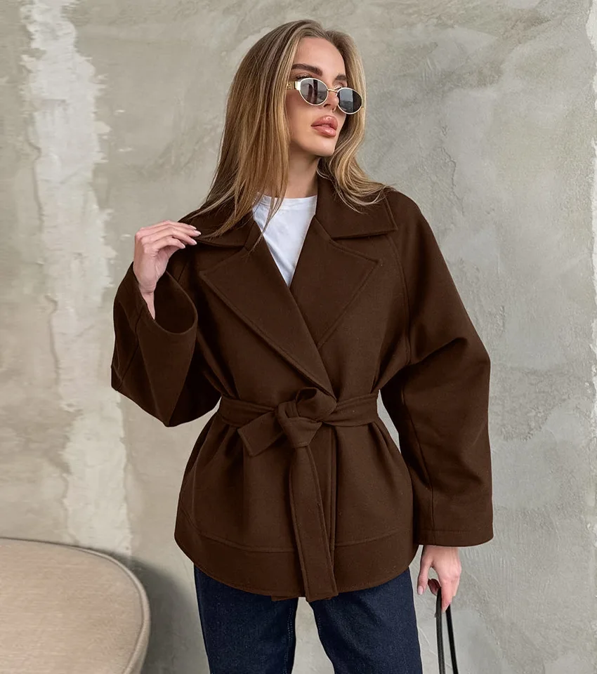 Solid One Button Women's Coat Elegant Laple Full Sleeve Thicken Female ...