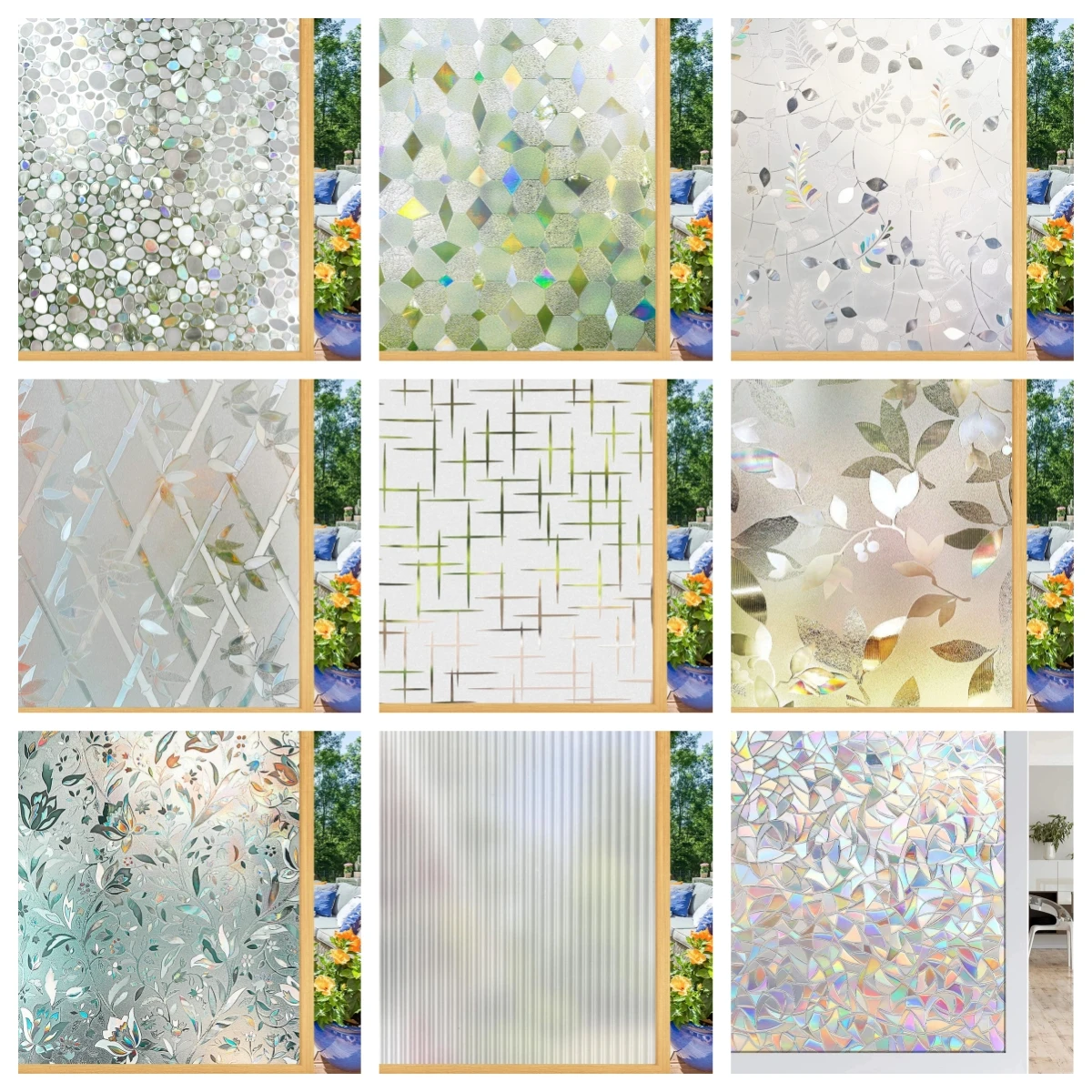 45-60-90Cm-Window-Privacy-Film-Rainbow-3D-Decorative-Vinyl-Stained ...