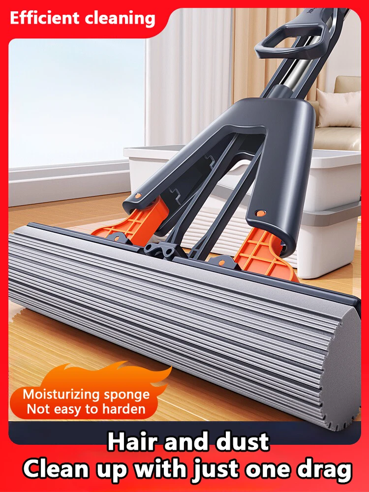 Squeezed-Self-Draining-Rubber-Cotton-Mop-Hand-Free-Magic-Self-Cleaning ...