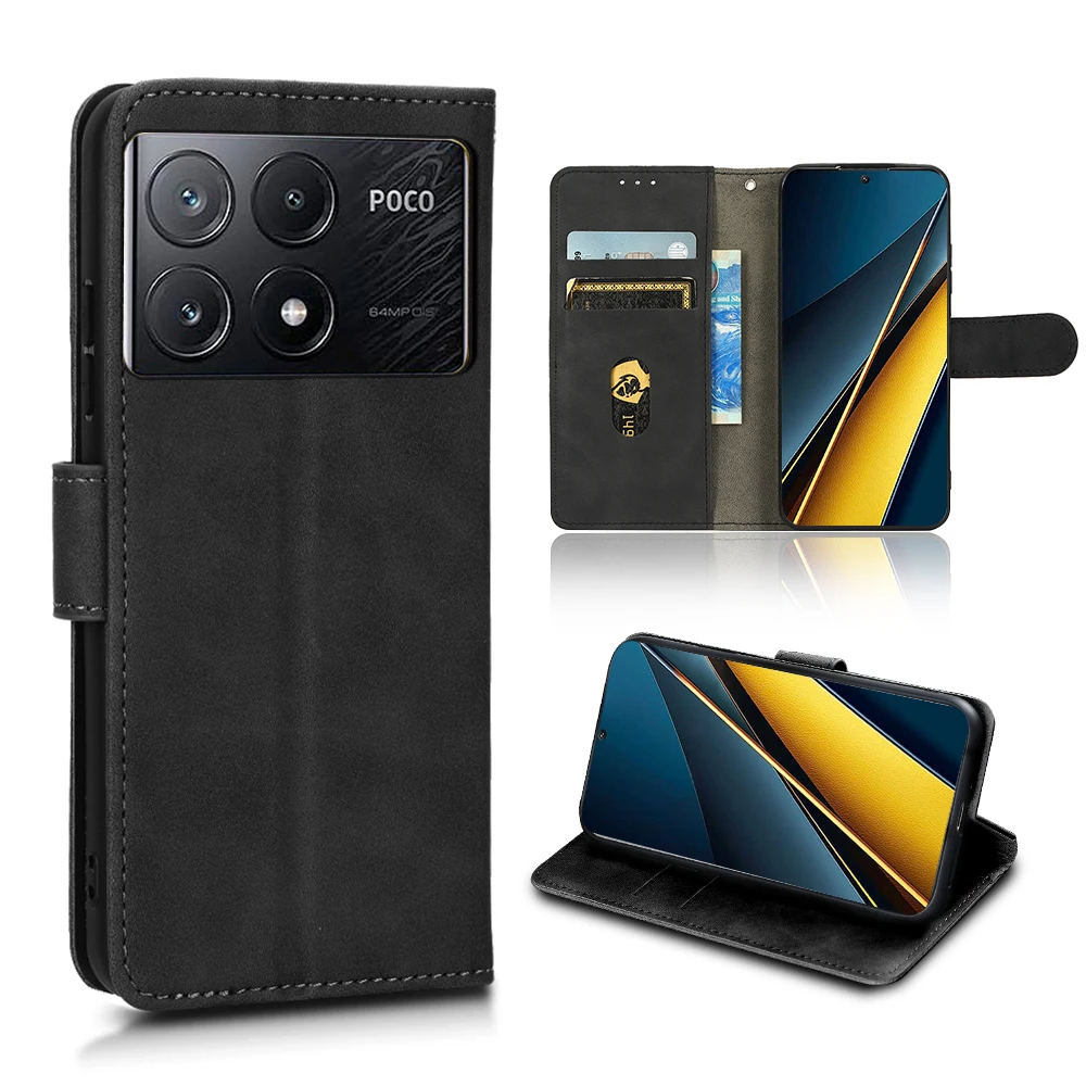 For-Xiaomi-Poco-X6-Pro-Case-Luxury-Skin-Feel-Leather-Magnetic-Flip ...