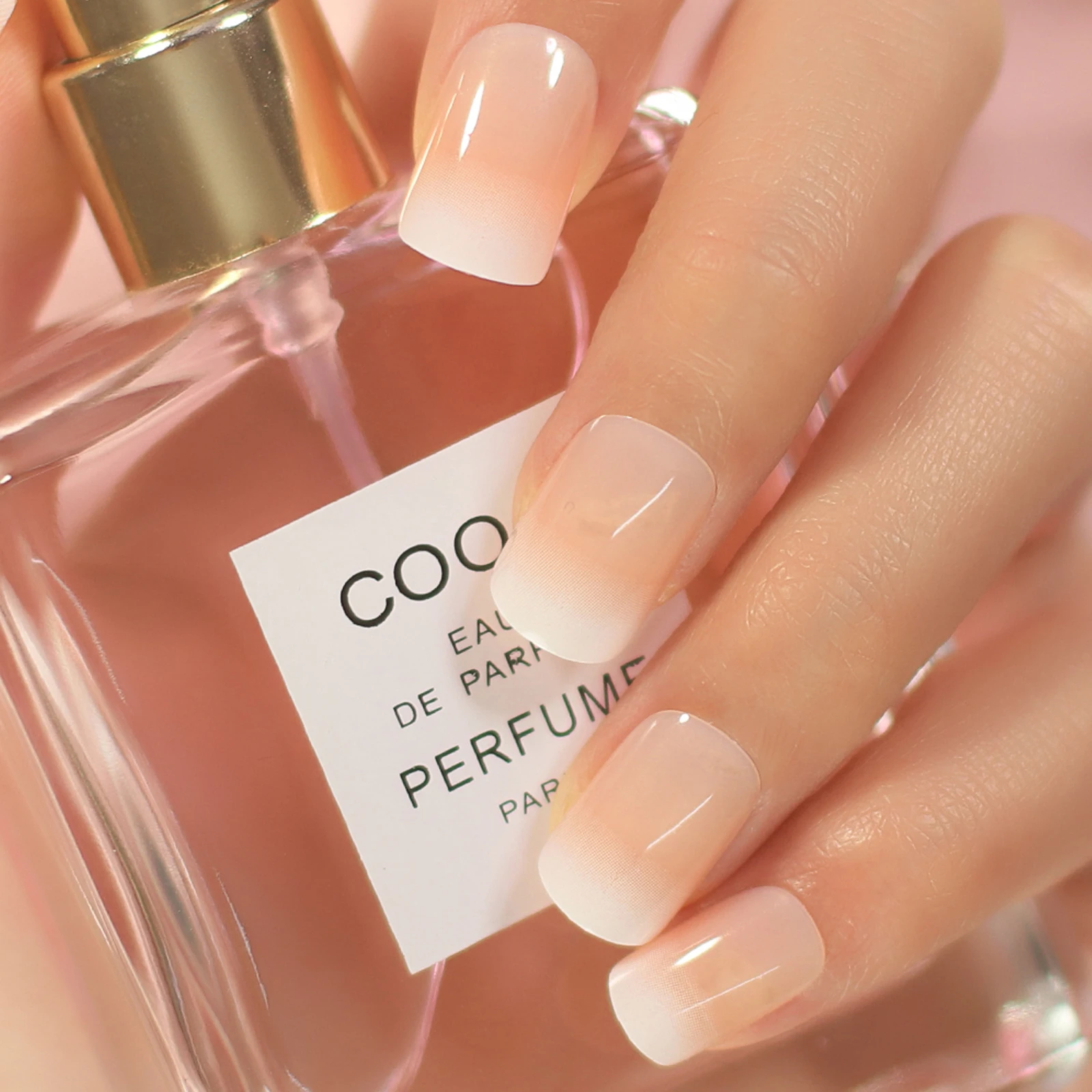 Beige Gradient French Manicure Tips Gorgeous And Classy Natural Fake ...