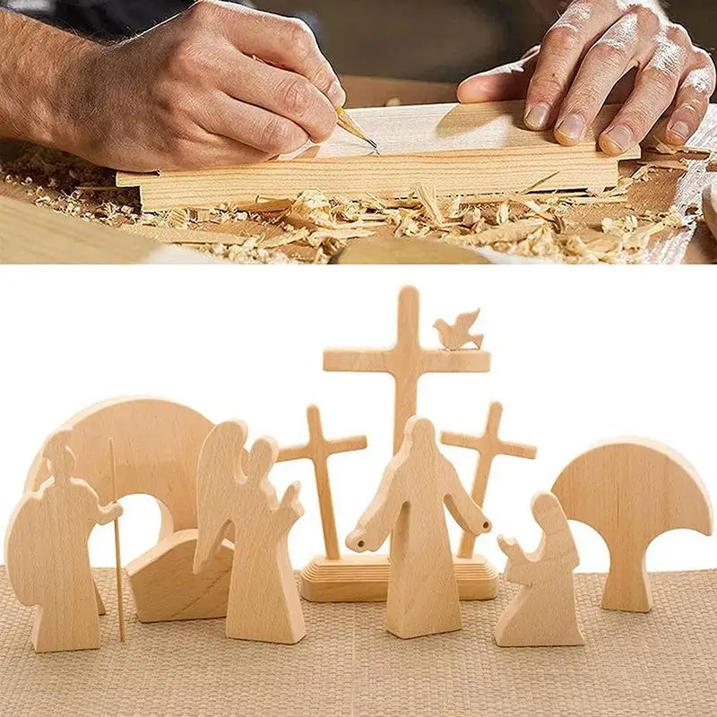 Easter Resurrection Scene Set Easter Wooden Nativity Decorations For ...