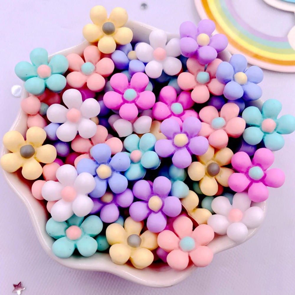 50Pcs-Mix-Resin-3D-Colorful-Kawaii-Flower-Flat-back-Stone-Figurines ...