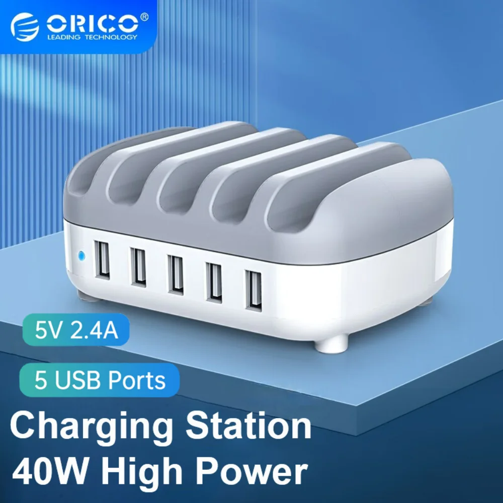 ORICO-5-Ports-USB-Charging-Station-Dock-with-Holder-40W-5V2-4A-USB ...