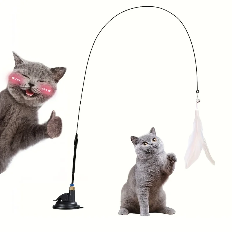 Bite-Resistant-Cat-Teaser-Stick-with-Bell-Feather-and-Long-Rod-Fun-and ...