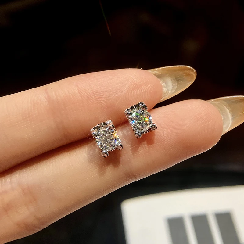 KNB-0-5CT-Classical-Real-Moissanite-Diamond-Stud-Earrings-For-Women ...