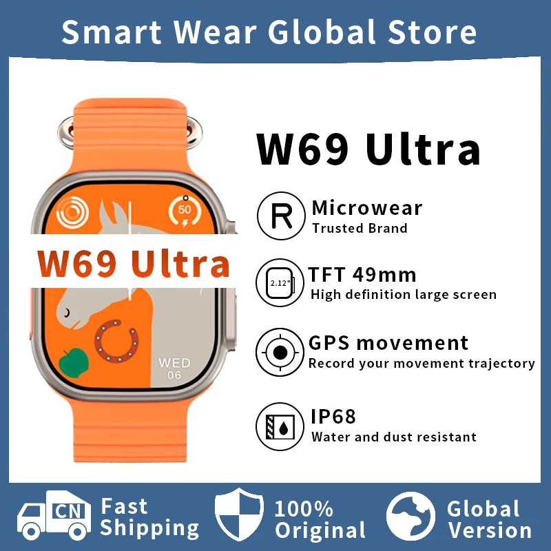 Smart Watch W69 ULTRA Microwear Wholesale 2GB ROM Bluetooth Call Series 9 2.2 IP68 49mm NFC GPS ...