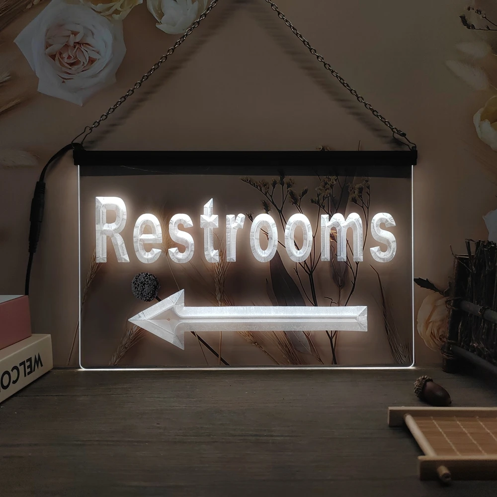 Restrooms-Arrow-Toilet-Cafe-Bar-LED-Neon-Sign-3D-Carving-Wall-Art-for ...