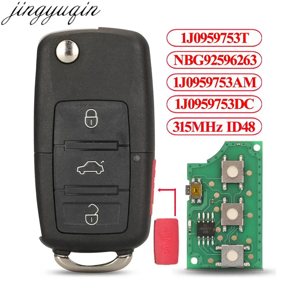 Jingyuqin-4B-Remote-Key-315MHz-ID48-For-VW-Golf-4-5-6-Jetta-Passat-CC ...