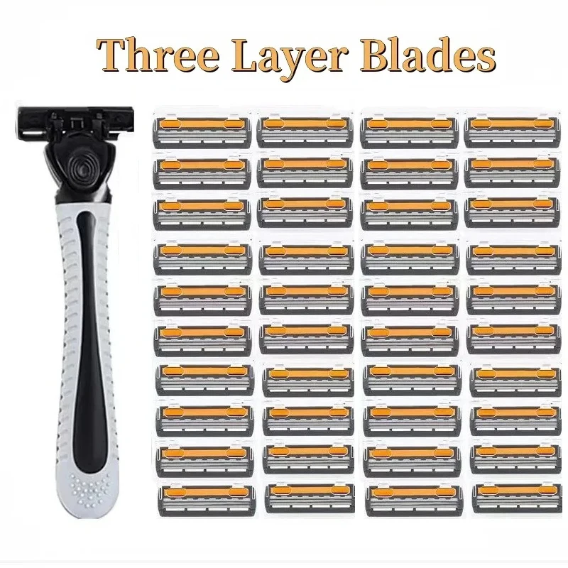 Men-s-Shaving-Blades-Three-Layer-Blade-Shaver-Barber-Razor-Reusable ...