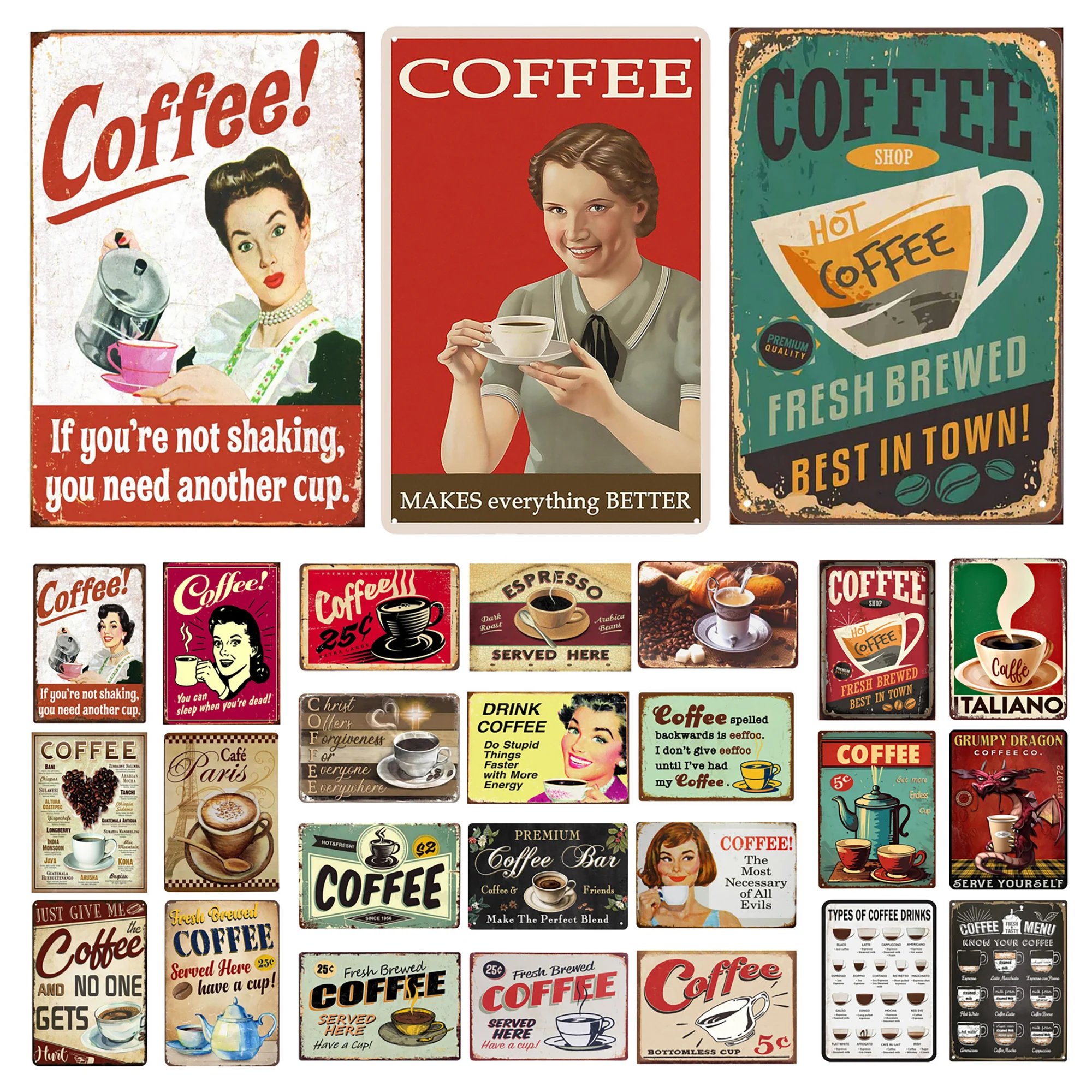 Coffee-Metal-Tin-Signs-Vintage-Plaque-Metal-Plate-Retro-Wall-Art ...