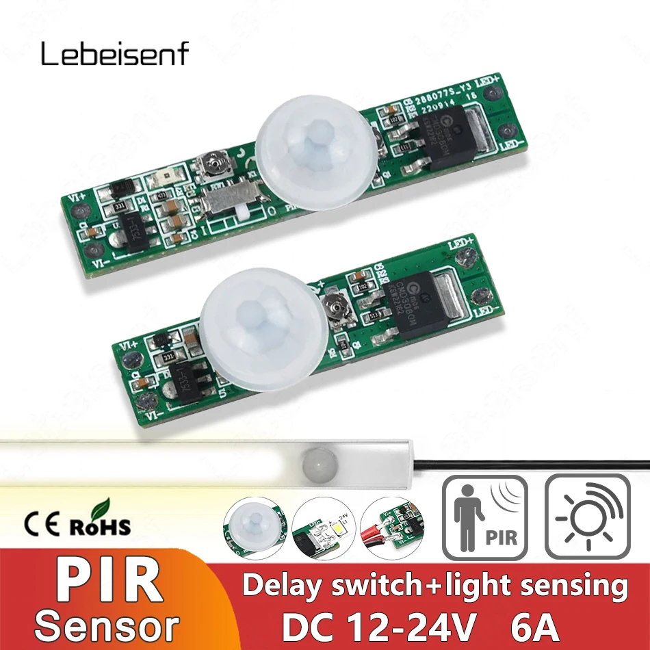 Build in PIR Human Body Sensing Light Sensor Delay Switch DC 12V 24V 6A ...