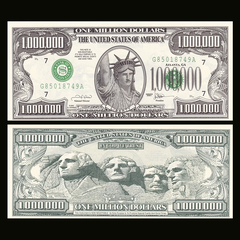 1000000 Dollar Bill Front And Back