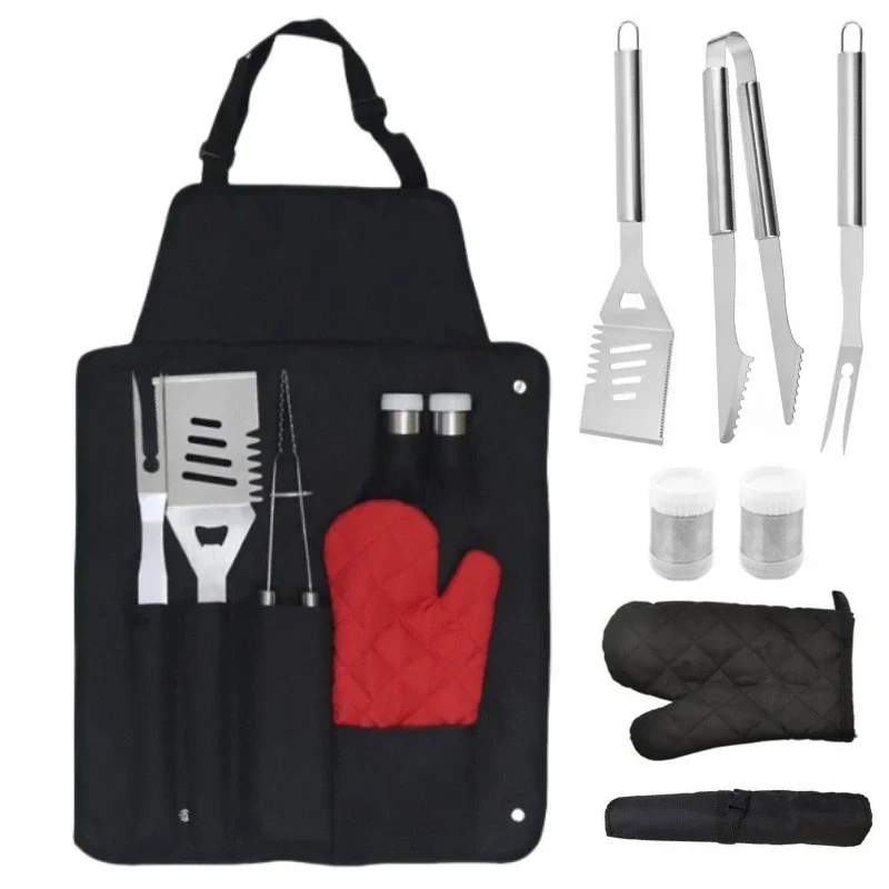 Set-of-6-Barbecue-Tools-with-Hanging-Rope-Wearable-Apron-Cloth-Bag ...
