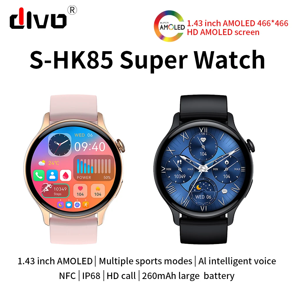 NEW-AMOLED-1-43-inch-Smartwatch-Women-2023-Bluetooth-Call-NFC-IP68 ...