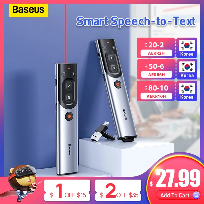 Baseus 레이저포인터 레이져 포인터 스포트라이트 프리젠 테이션 원격 무선 레이저 포인터 프리젠 테이션 슬라이드 파워