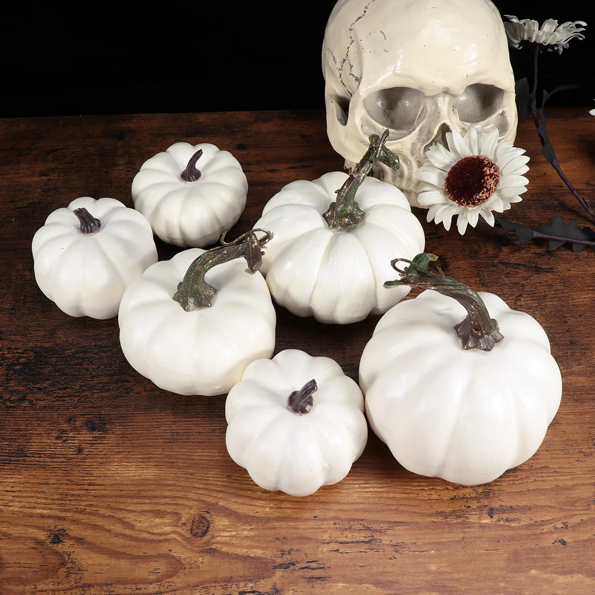 6PCS-Artificial-Pumpkins-White-Foam-Pumpkin-Halloween-Pumpkin-Props-DIY ...
