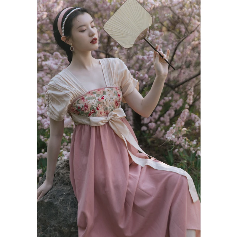 Hanfu-Chinese-Style-Summer-Loose-Dress-Gothic-Print-Splicing-Short ...