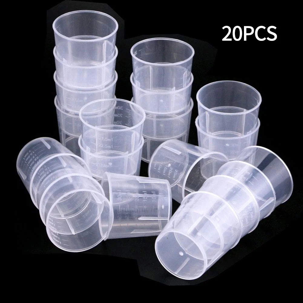 20pcs 10/20/30ml Plastic Cup Graduated Measuring Cup Liquid Container ...