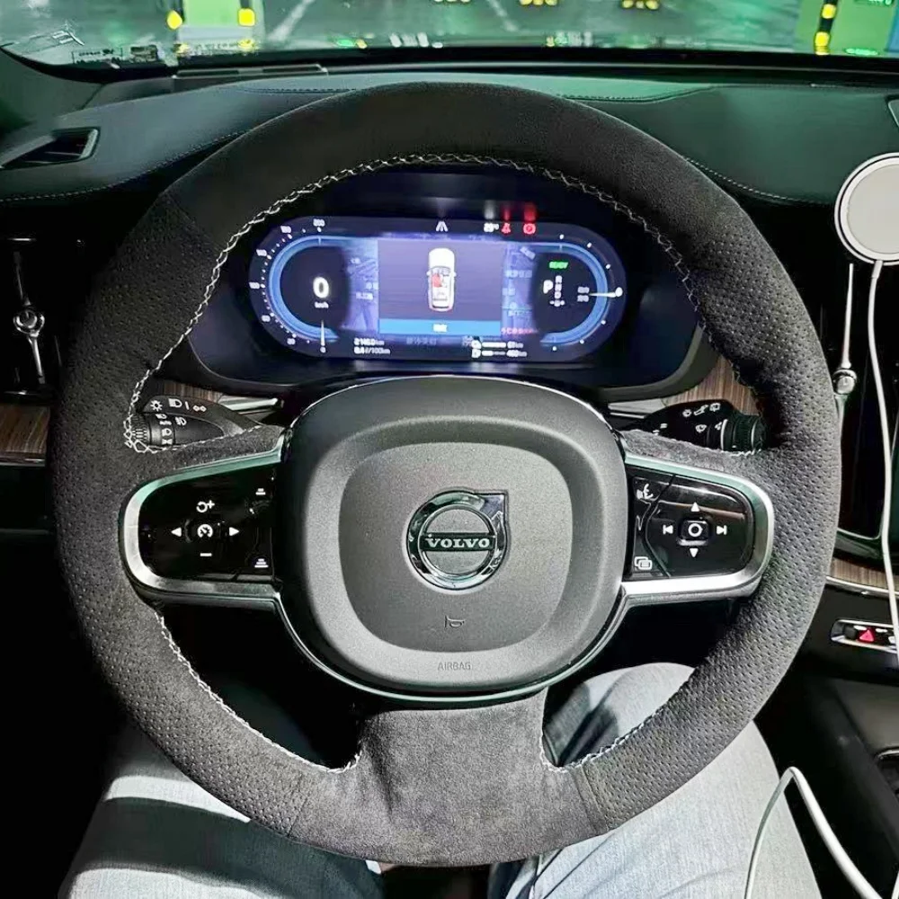 Customization Car Steering Wheel Cover Accessories Hand Sewing Suede ...