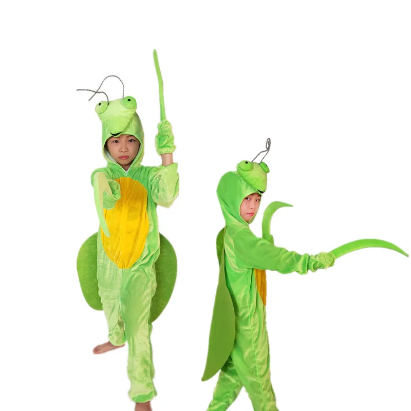 Golden Velvet Pajamas Praying Mantis Animal Insect Fancy Dress Jumpsuit ...
