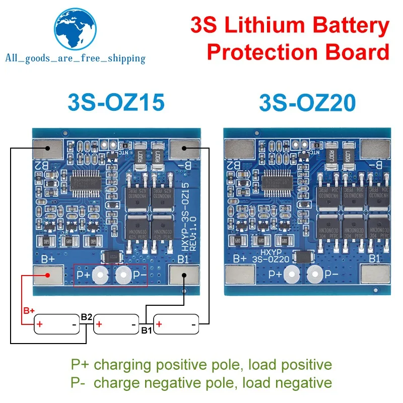 3s 12v 15a / 20a Bms 18650 Lithium Battery Protection Board 11.1v 12.6v Anti-overcharge With ...